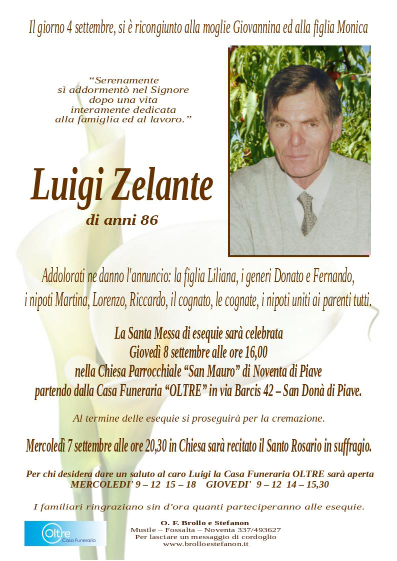 Zelante Luigi - Onoranze funebri Brollo e Stefanon